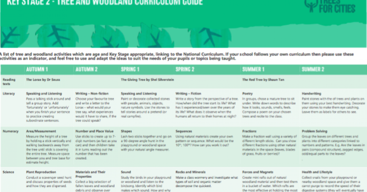 KS2 - Tree and Woodland Curriculum Guide | Trees for Cities